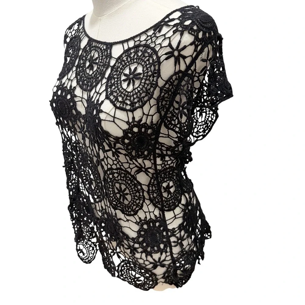 new directions | Tops | Crochet Lace Top Womens Large Boho Festival ...